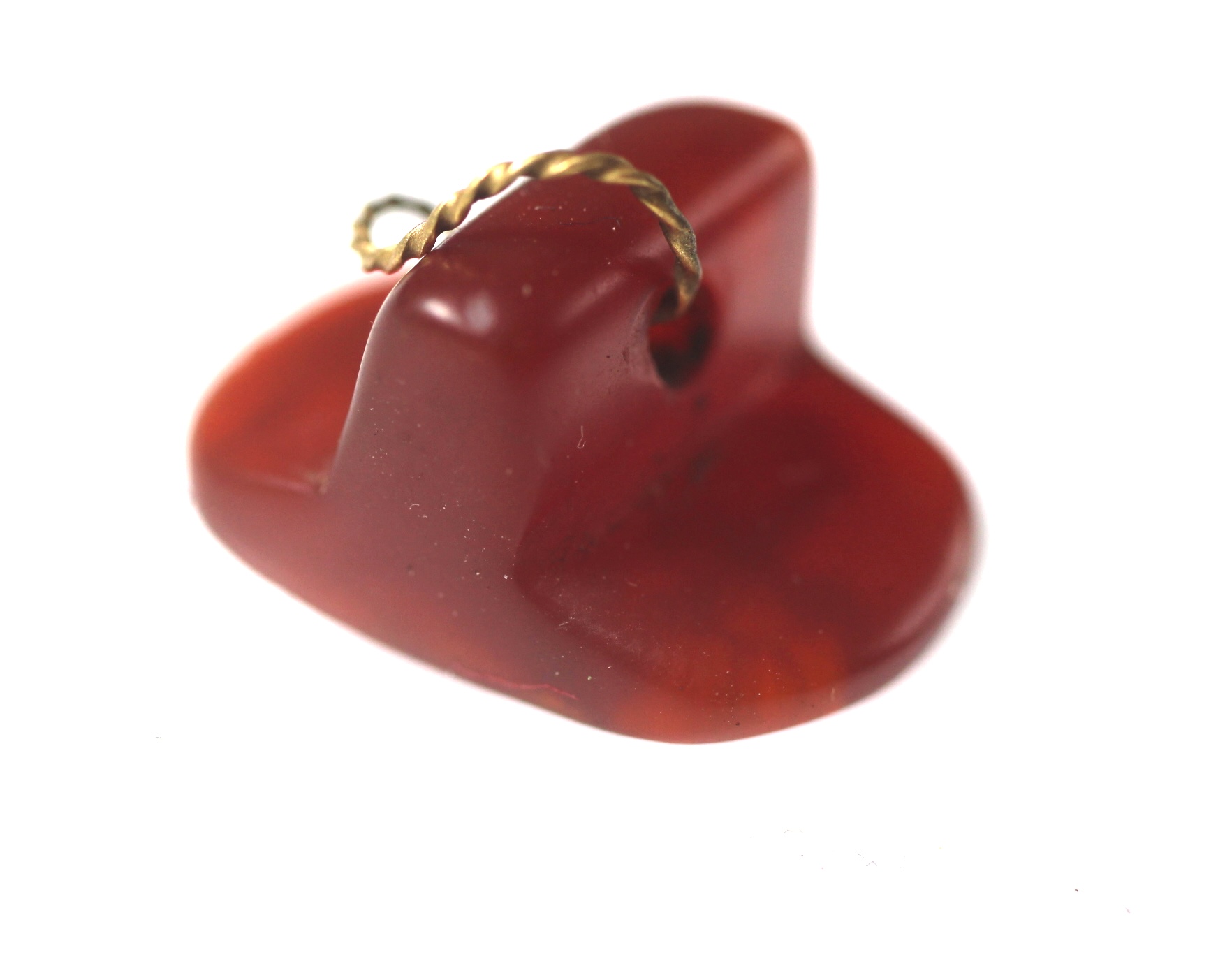ANCIENT EGYPT CARNELIAN SEAL AMULET WITH IT'S GOLD RING. 1250 B.C