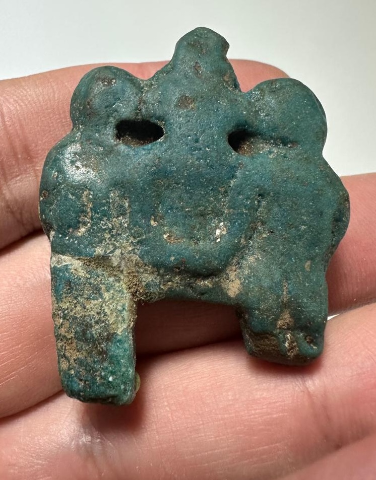 ANCIENT EGYPT. GRECO-ROMAN POLYCHROME FAINECE TRIAD AMULET. 300 B.C ...